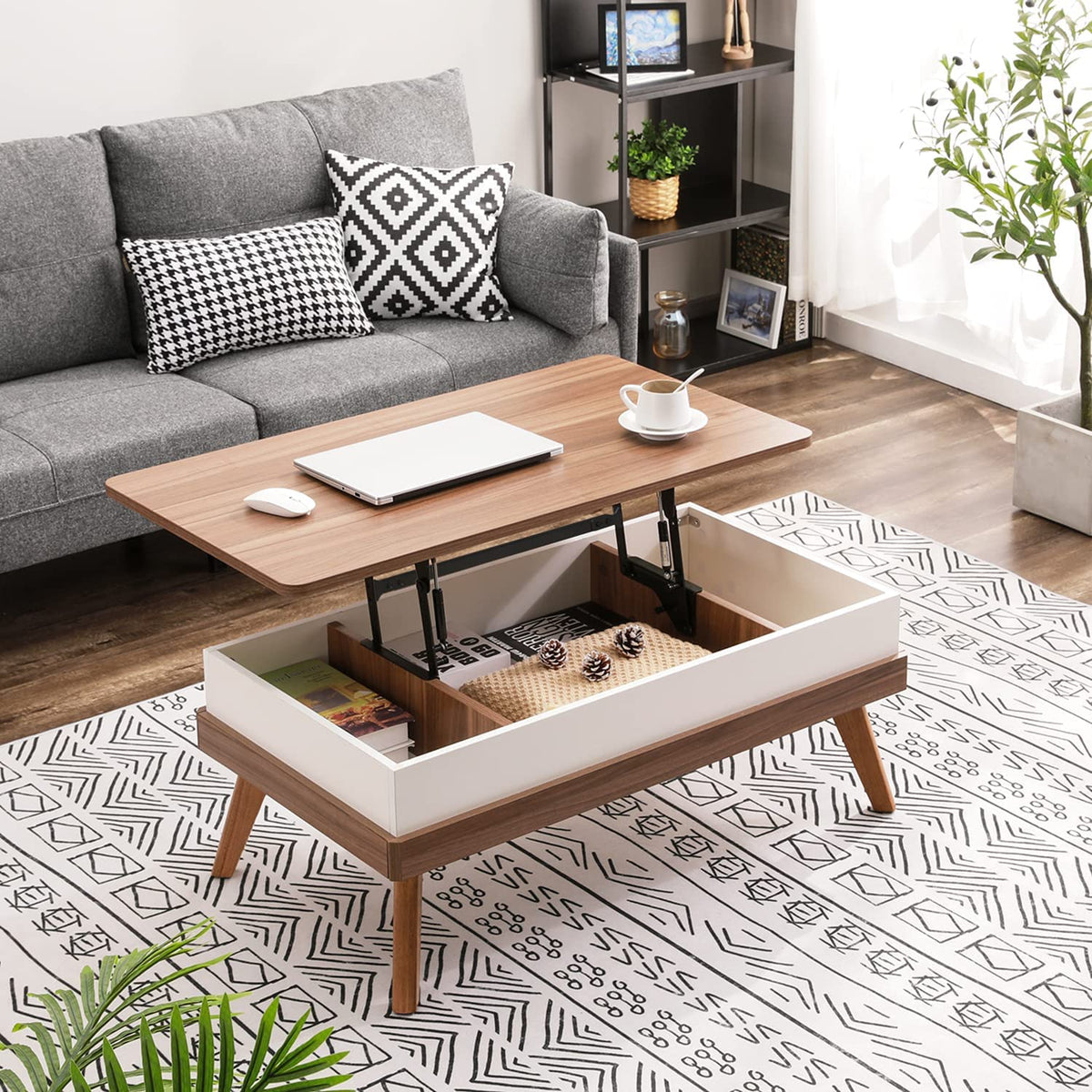 Easy to Assembly Lift Top Coffee Table with Hidden Storage Compartment SPS FURNTIURE