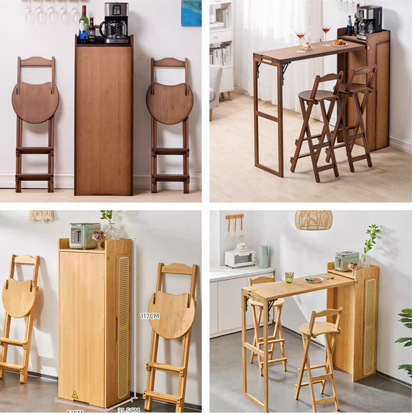 Folding Bamboo Bar Table with Storage Rack – SPS FURNTIURE