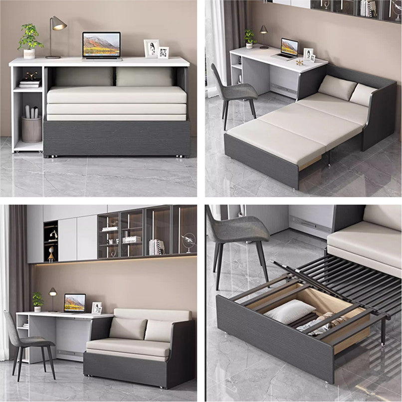 Space Saving Sofa Bed with Underneath Storage and Computer Desk Set ...
