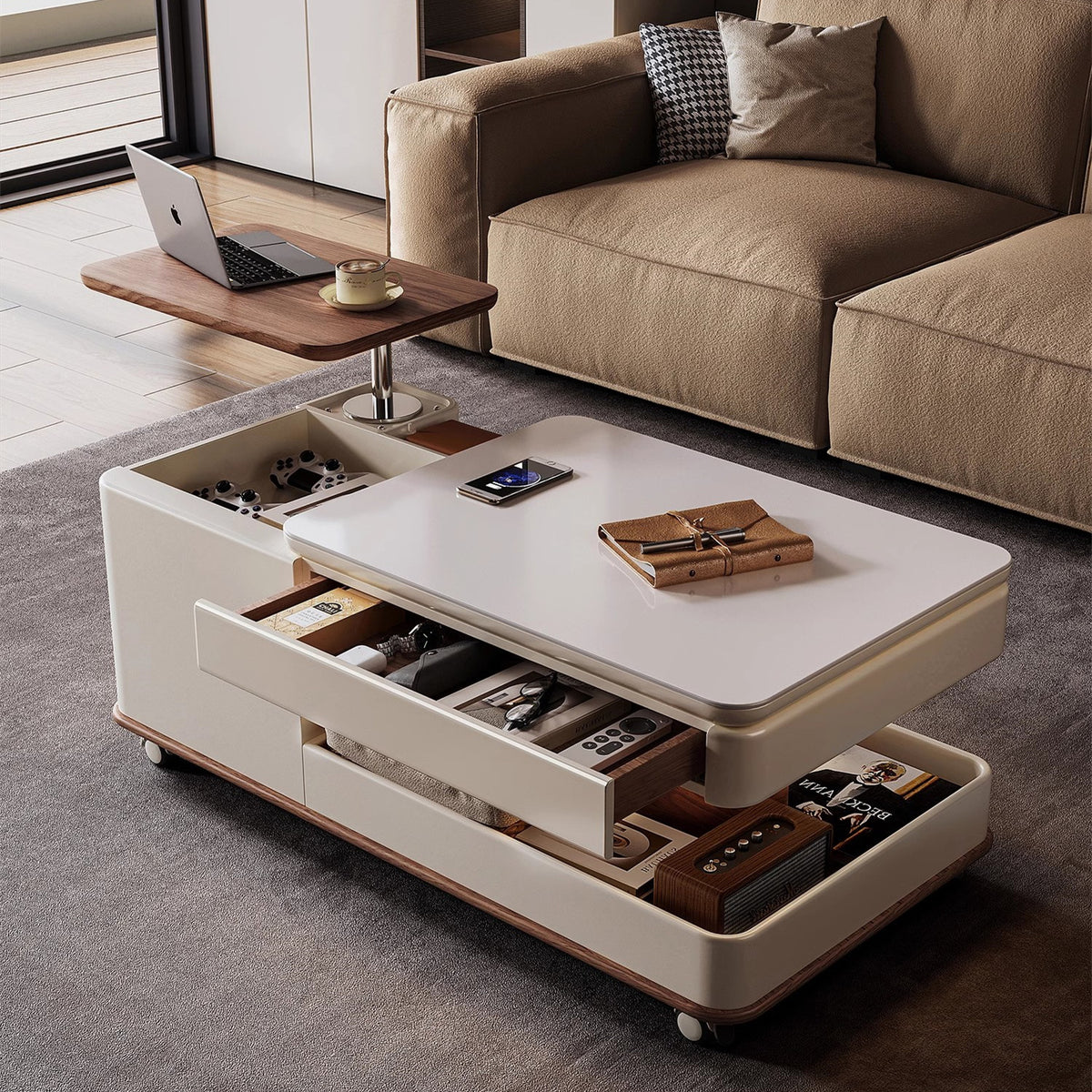 Modern Light Luxury Lifting and Rotating Top Coffee Table – SPS FURNTIURE
