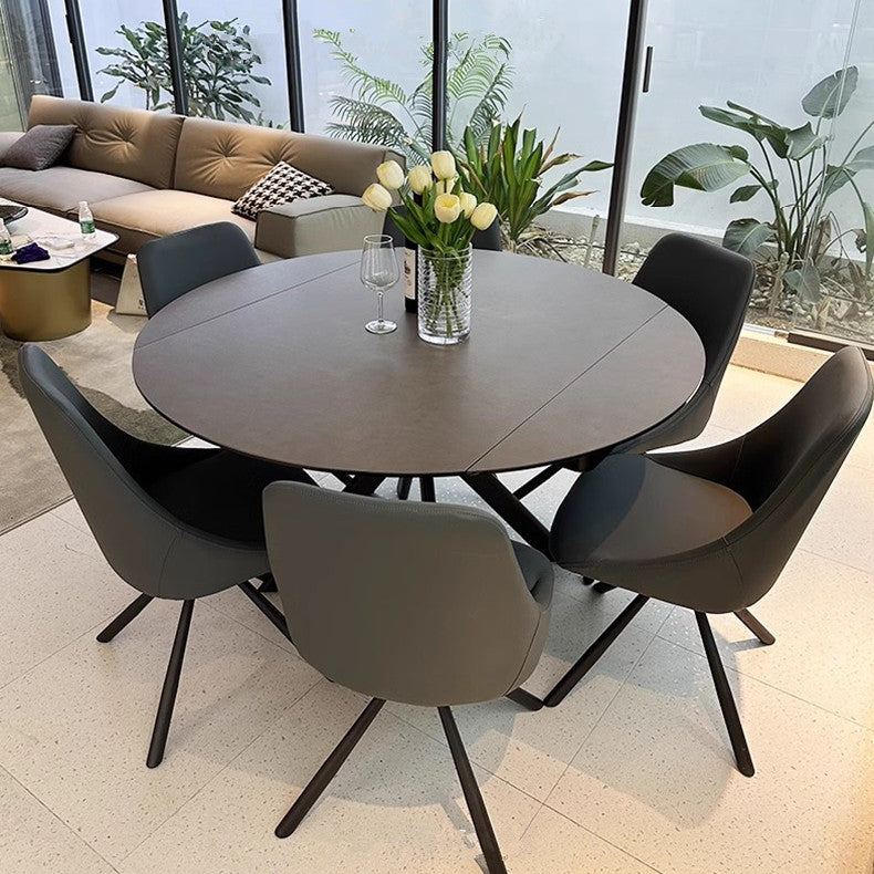 Rotating Extendable Rock Slab Top Round Dining Table – SPS FURNTIURE