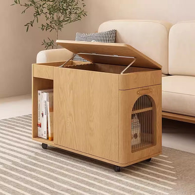 Multifunction End Table with Adjustable Tabletop and Universal Wheels ...