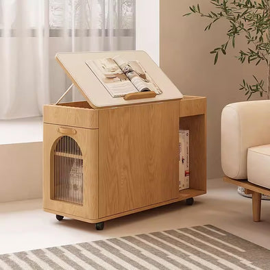 Multifunction End Table with Adjustable Tabletop and Universal Wheels ...