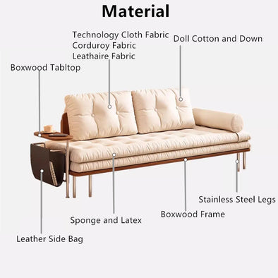 Nordic Minimalist Sofa Bed with Rotating Side Table – SPS FURNTIURE