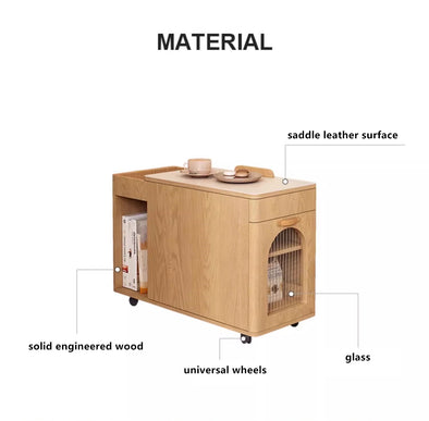 Multifunction End Table with Adjustable Tabletop and Universal Wheels ...