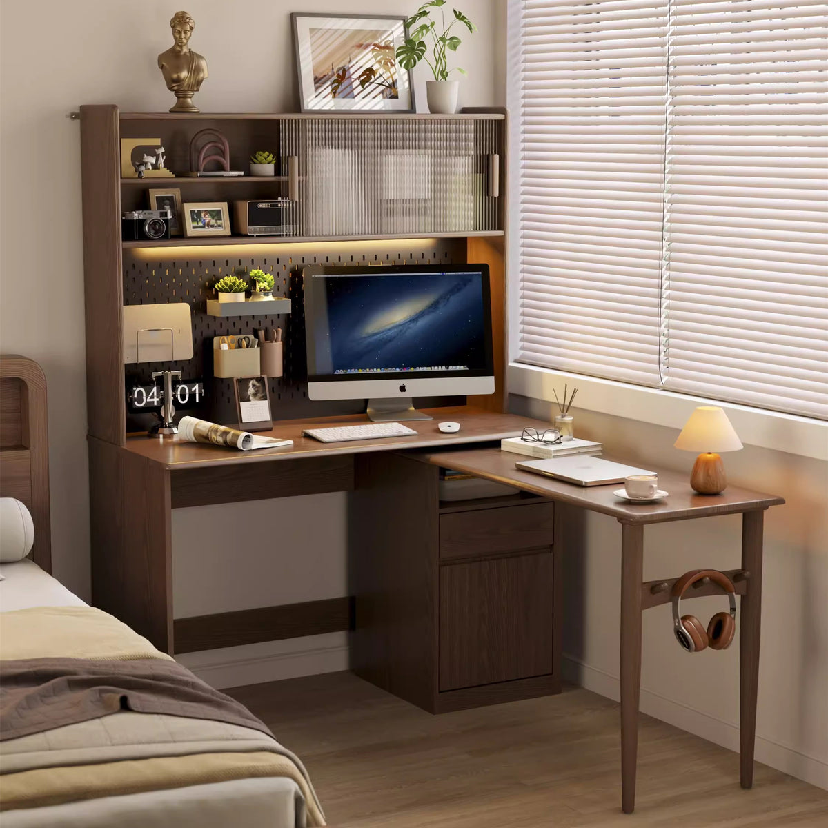 Space Saving Work Station with Pegboard and Rotating Desk – SPS FURNTIURE