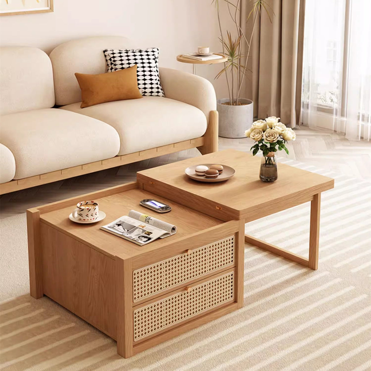 Deformable Combination Coffee Table With 2 Storage Drawers – SPS FURNTIURE