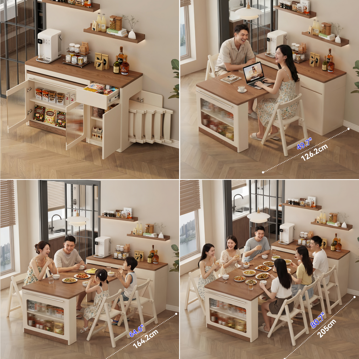 Extendable Kitchen Island Table with Storage and Chairs – SPS FURNTIURE