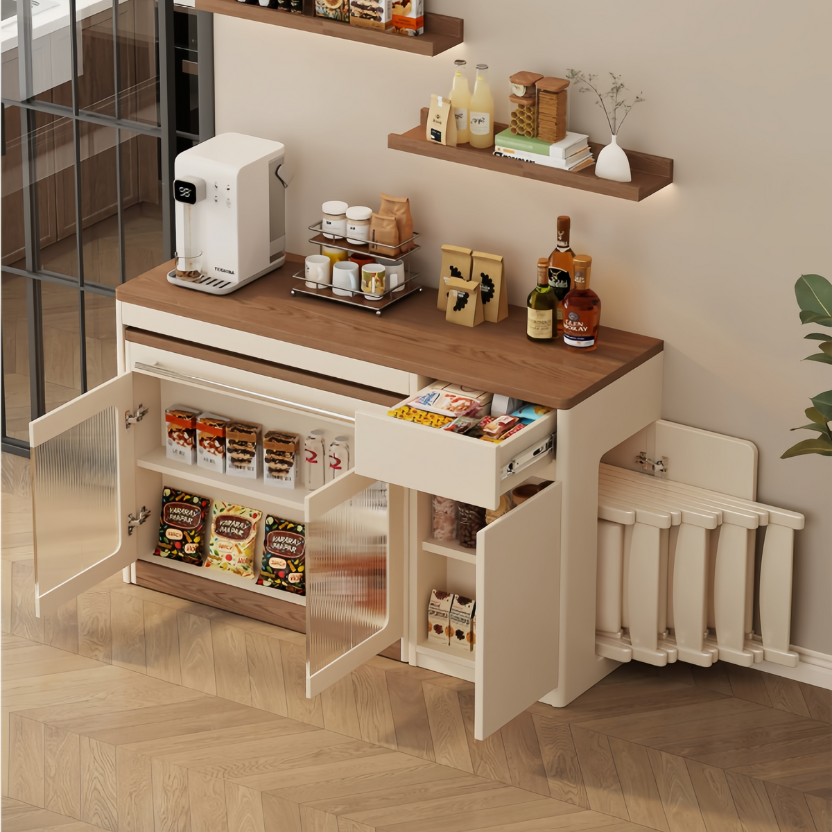 Extendable Kitchen Island Table with Storage and Chairs – SPS FURNTIURE
