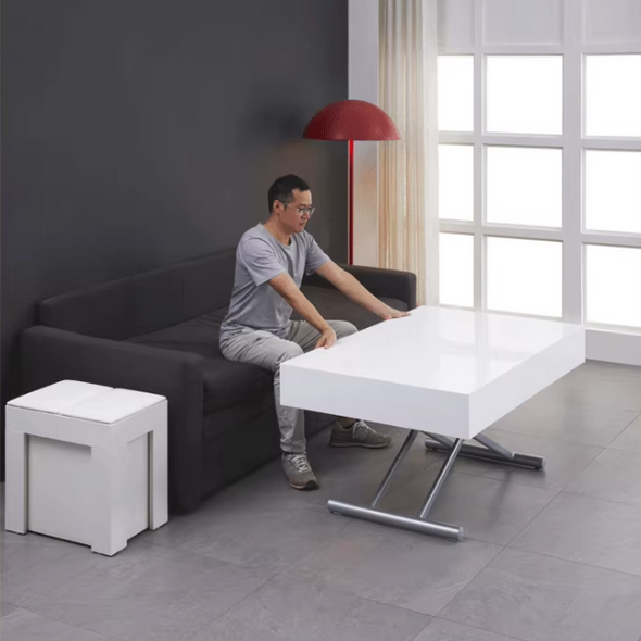 2-in-1 Transformable Dining Table & Coffee Table with Up and Down Mech ...