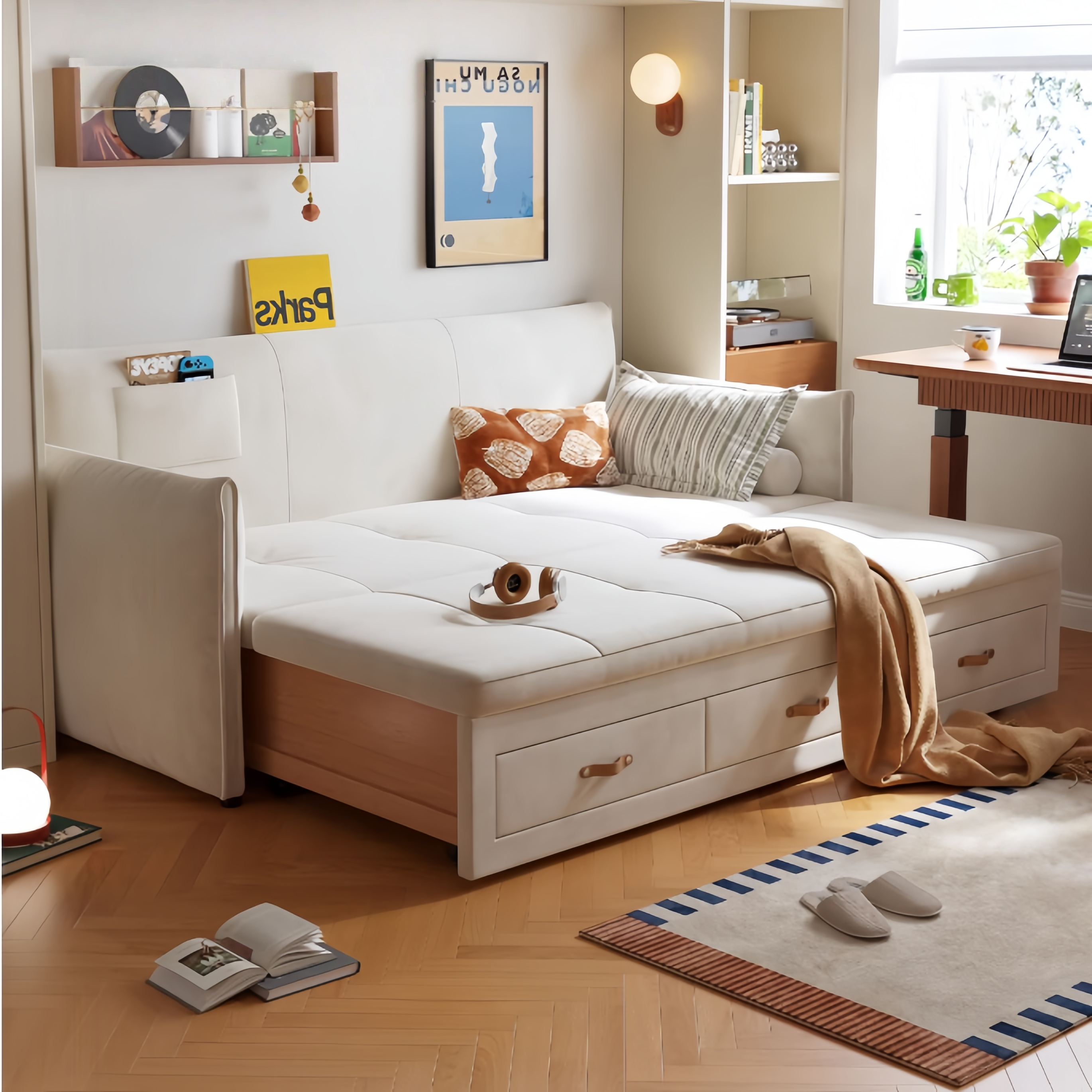 Modern Upholstered Sofa Bed with Underneath Storage Drawers – SPS FURNTIURE