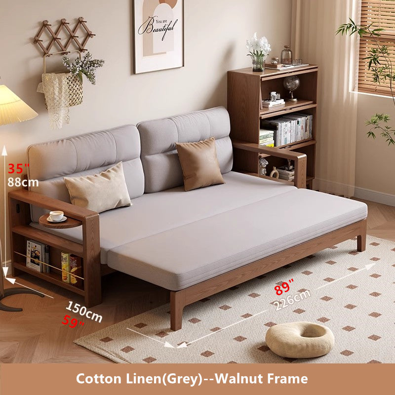 Multifunctional Retractable Sofa Bed with Wide Armrest and Storage She ...