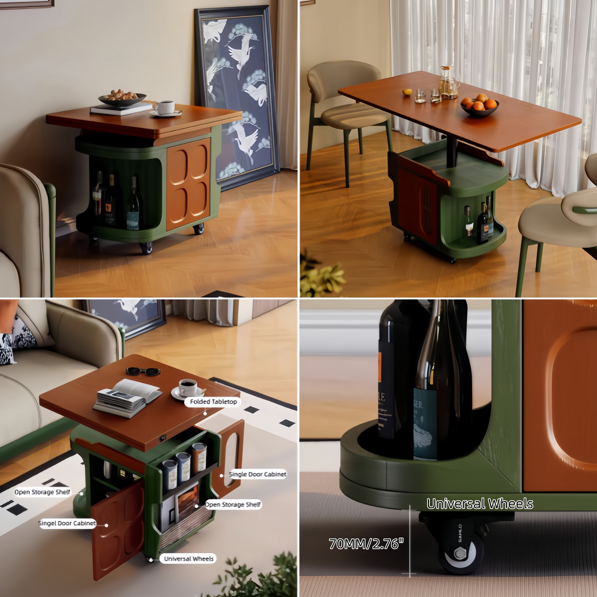 Nordic Retro Liftable End Table with Storage and Universal Wheels – SPS ...
