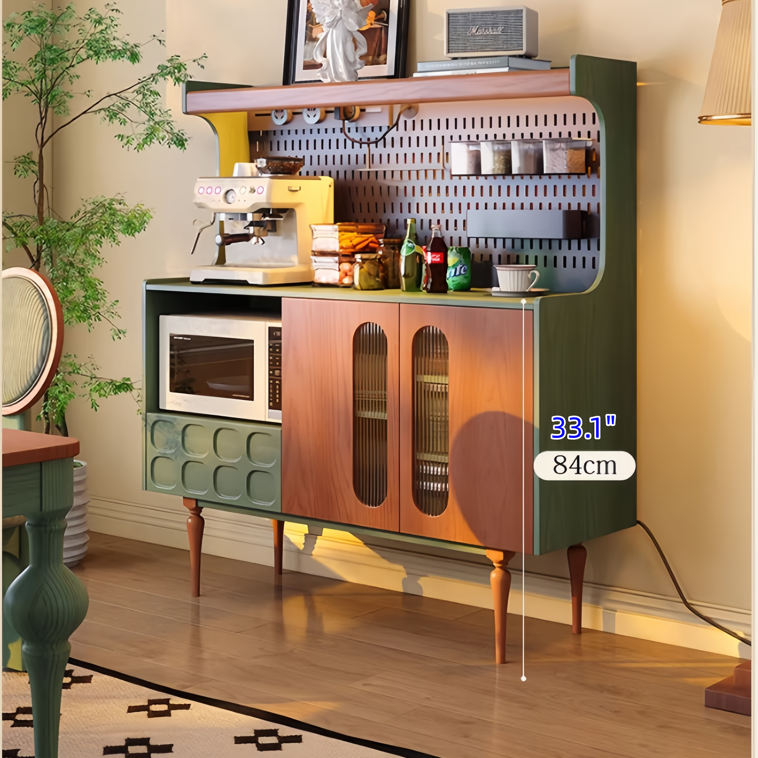 Nordic Retro Solid Wood Sideboard Cabinet with DIY Pegboard – SPS FURNTIURE