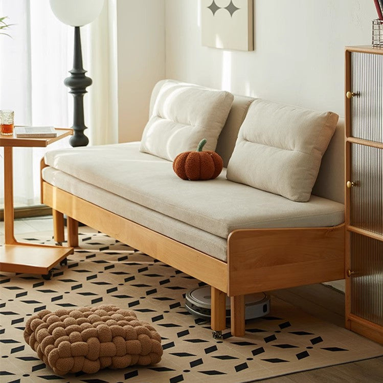 Solid Beech Wood Pull Out Sofa Bed with Back Support Frame – SPS FURNTIURE