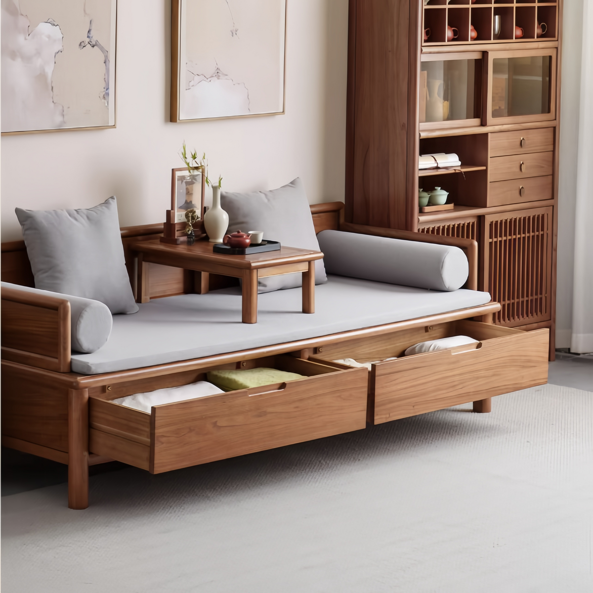 Solid Wood 3-In-1 Arhat Bed with Underneath Storage Drawers – SPS FURNTIURE