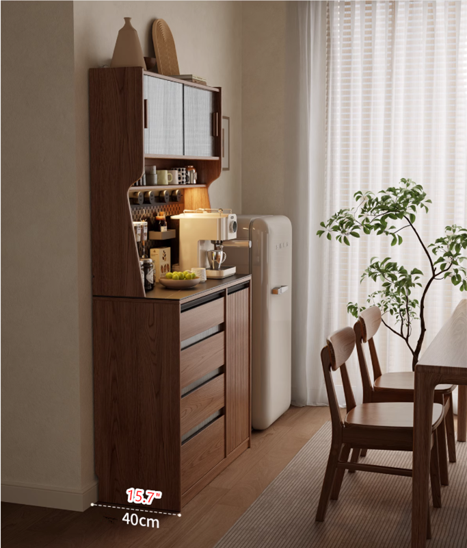Solid Wood Coffee Bar Cabinet with Peg Board Organizer and Ample Stora ...