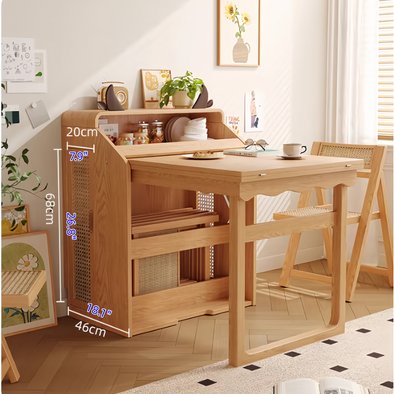 Solid Wood Folding Multifunctional Dining Table for Small Apartments ...
