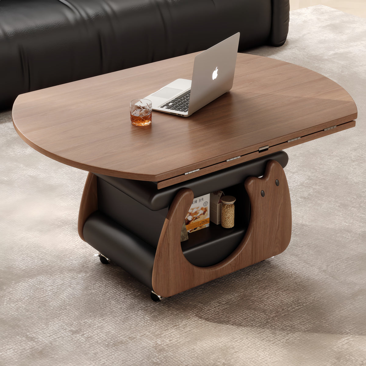 Solid Wood Liftable & Foldable Coffee Table with Storage and Universal ...