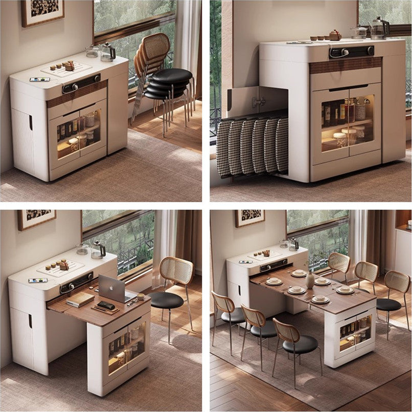 Space Saving Kitchen Island Table with Leaves and Universal Wheels ...