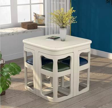 Space Saving Solid Wood Nesting Dining Table and Chairs Set – SPS FURNTIURE