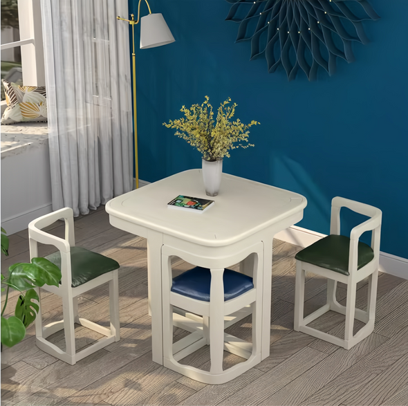 Space Saving Solid Wood Nesting Dining Table and Chairs Set – SPS FURNTIURE