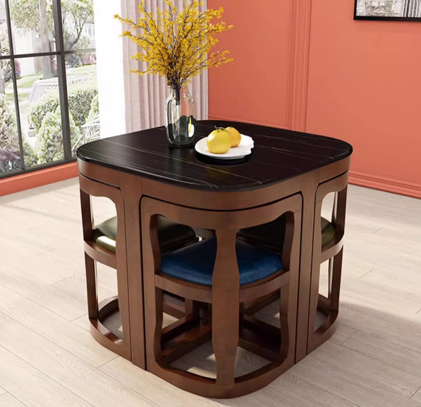Space Saving Solid Wood Nesting Dining Table and Chairs Set – SPS FURNTIURE