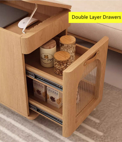 Multifunction End Table with Adjustable Tabletop and Universal Wheels ...