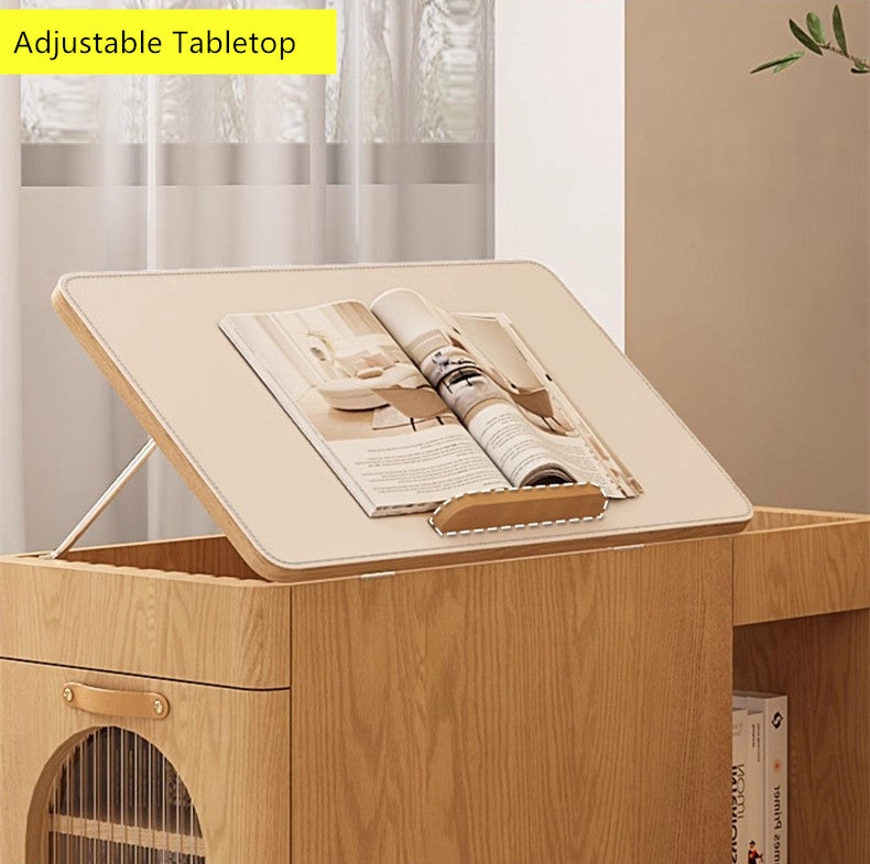 Multifunction End Table with Adjustable Tabletop and Universal Wheels ...