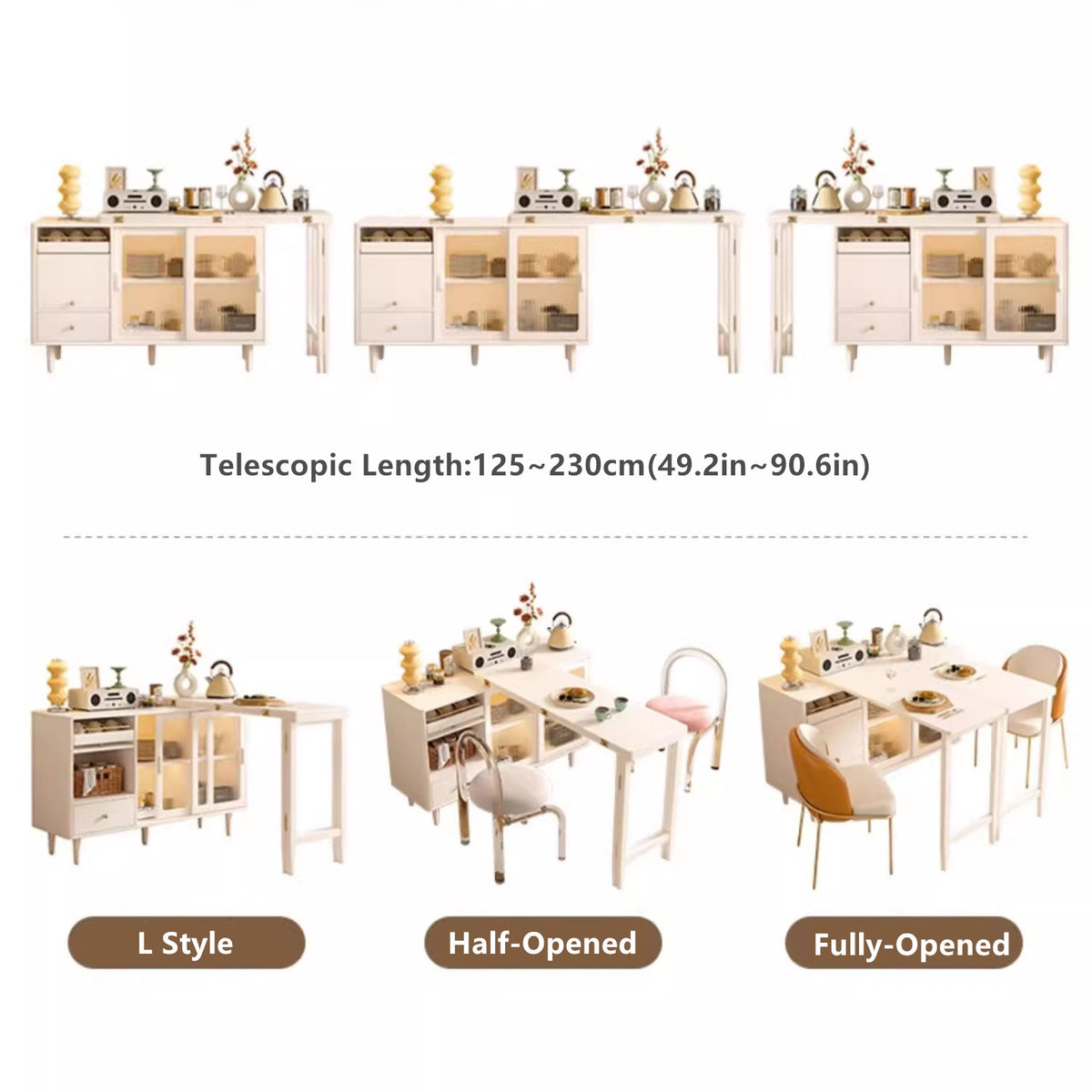 Expandable and Foldable Dining Table with Sideboard Cabinet – SPS FURNTIURE