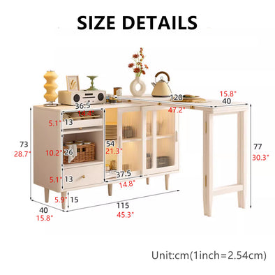 Expandable and Foldable Dining Table with Sideboard Cabinet – SPS FURNTIURE