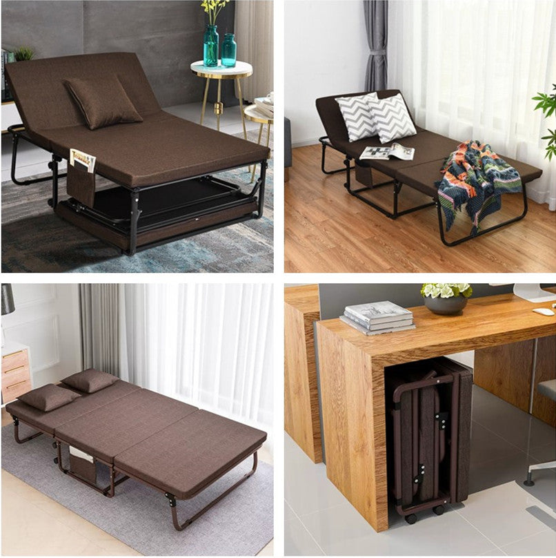 Portable Foldable Guest Bed with Adjustable 6 Position and Side Storag ...