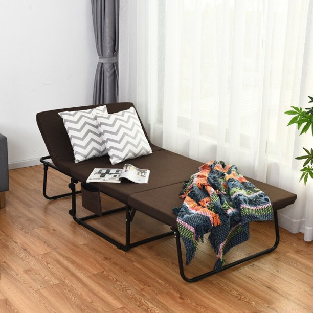 Portable Foldable Guest Bed with Adjustable 6 Position and Side Storag ...