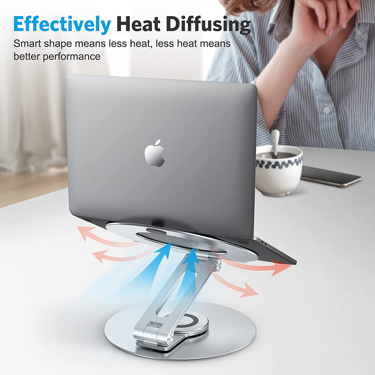 Adjustable Aluminum Laptop Stand with 360 Rotating Base – SPS FURNTIURE