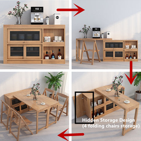 Folding and Expandable Multifunction Dining Table with Hidden Storage ...