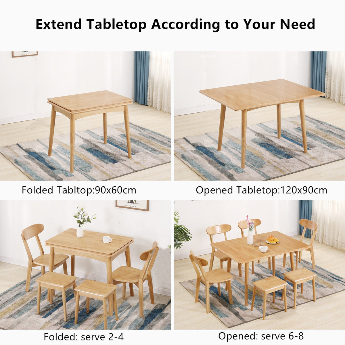 Space Saving Design Foldable and Expandable Solid Wood Table – SPS ...