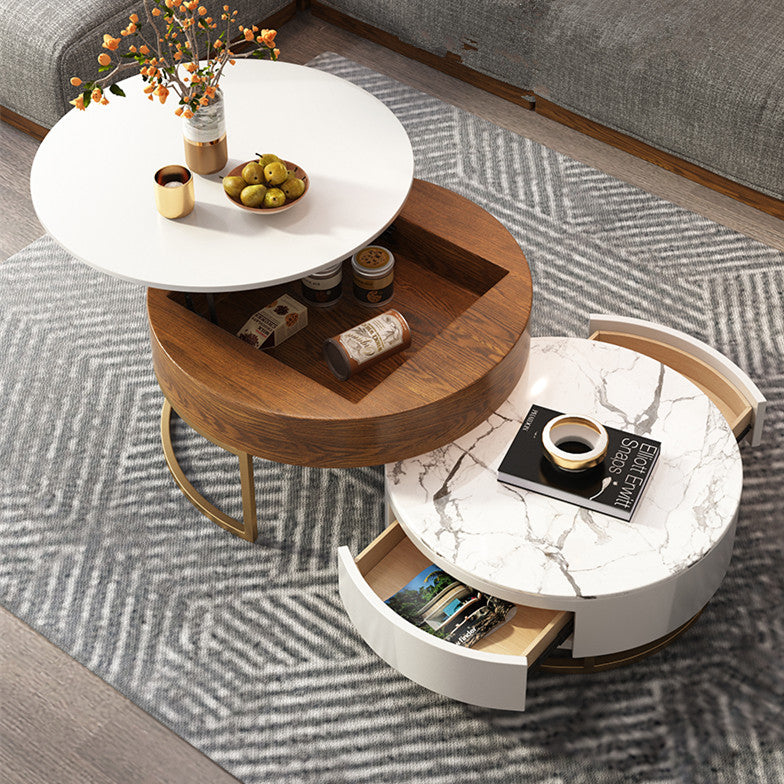 Round Coffee Table With Lift-UP Top and Double Rotating Drawers – SPS ...